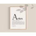 Aries Definition Zodiac Birthday Astrology Sign art Poster, Unframed ...