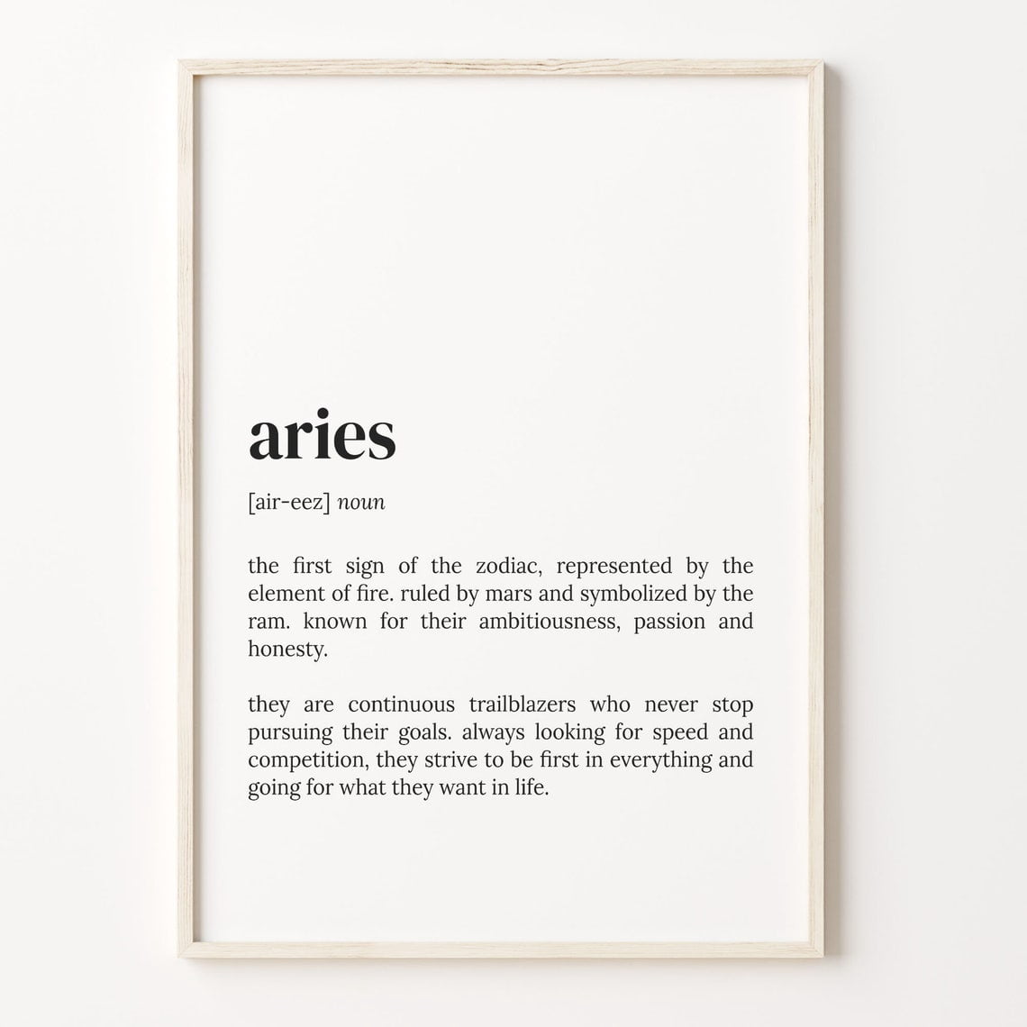 Aries Definition Zodiac Sign Wall Art, Unframed Canvas - Walmart.com