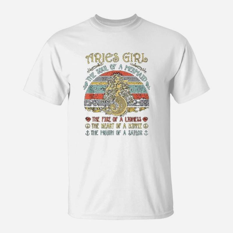 Aries Girl The Soul Of A Mermaid Birthday Gift TShirt - Walmart.com