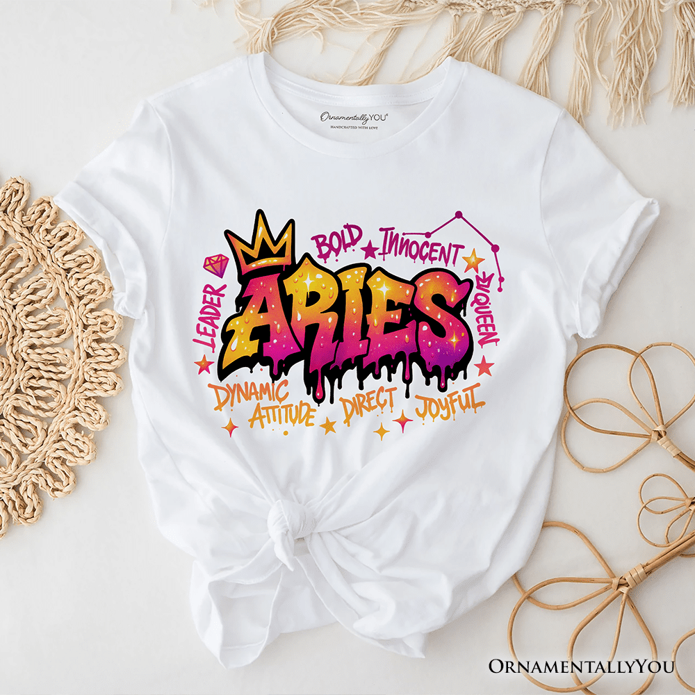 Aries Graffiti Zodiac T-Shirt, Street Style Astrology Horoscope Tee ...