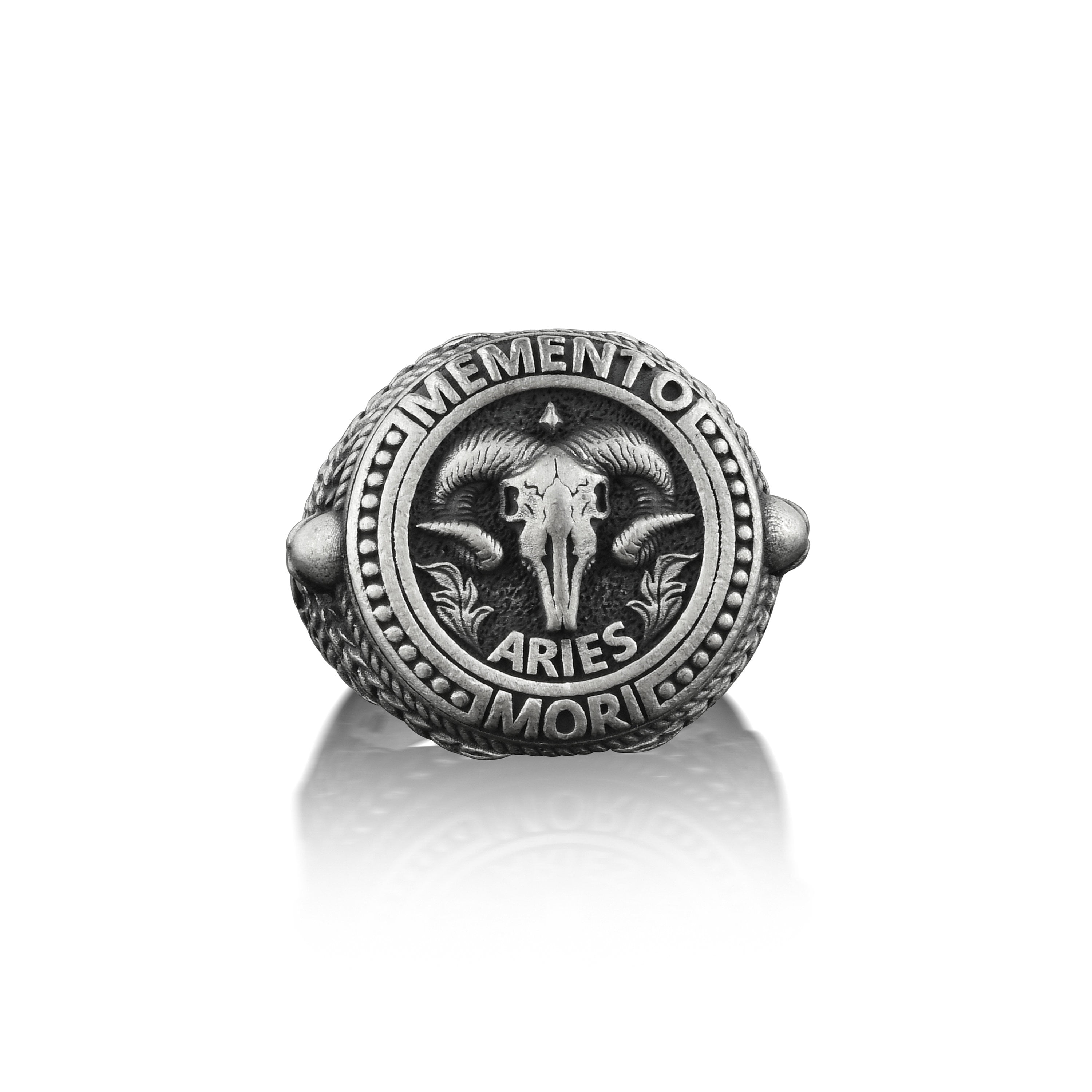 Aries Memento Mori Ring For Men, Ram Skull Gothic Mens Signet Ring in ...