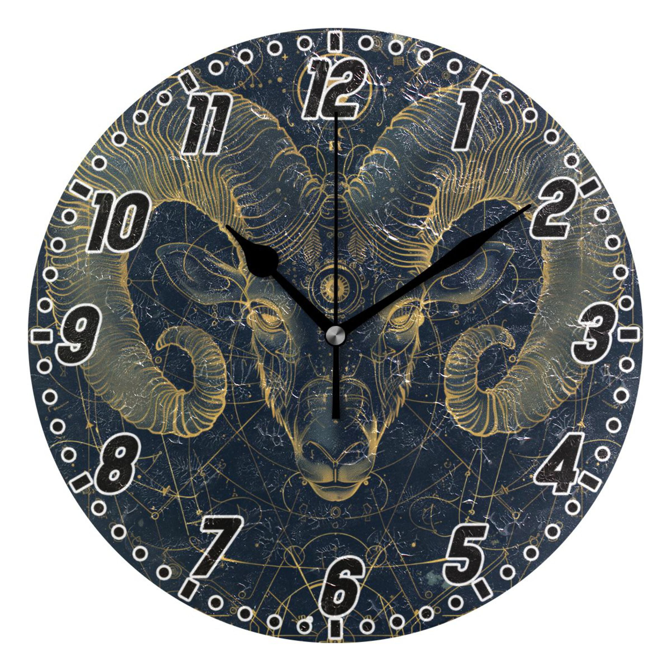 Aries Of Zodiac Round Wall Clock Battery Operated Silent Non-Ticking ...