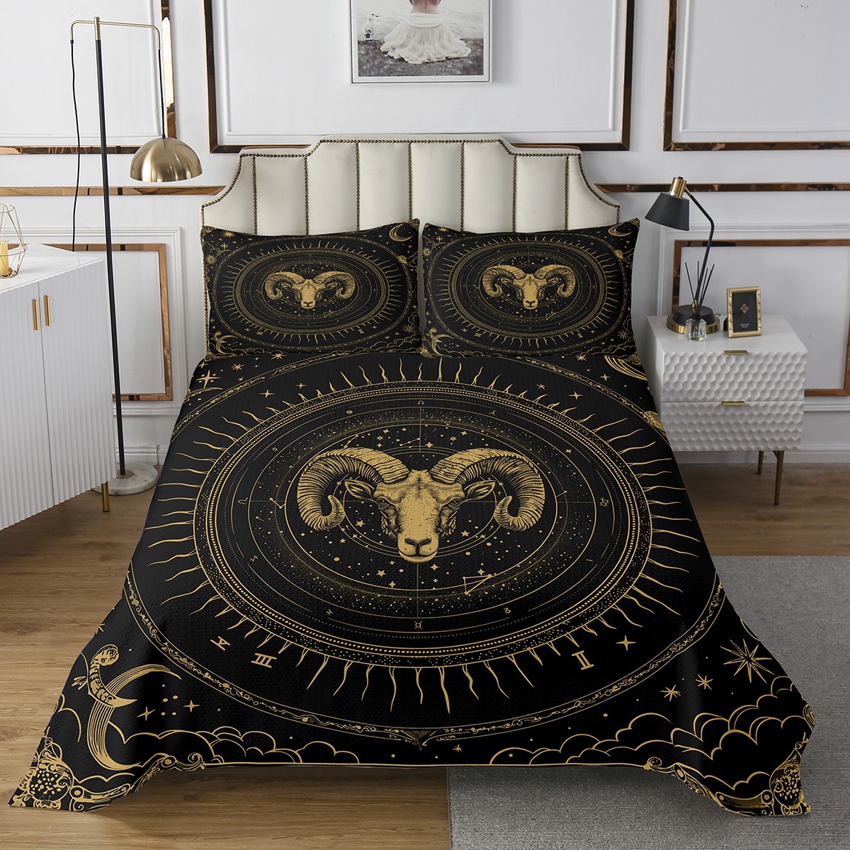 Aries Quilt Set Twin Size 12 Horoscope Astrology Bedspread ...