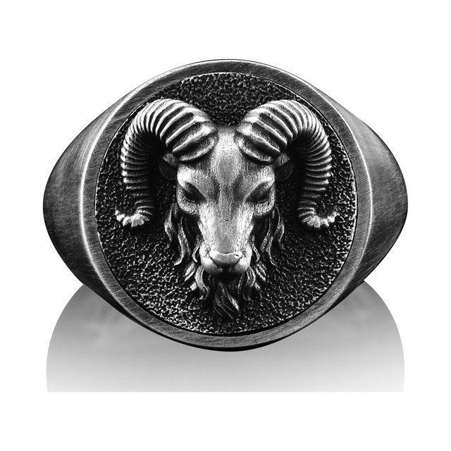 Aries Ram Handmade Signet Ring, Sterling Silver Aries Ram Pinky Men ...