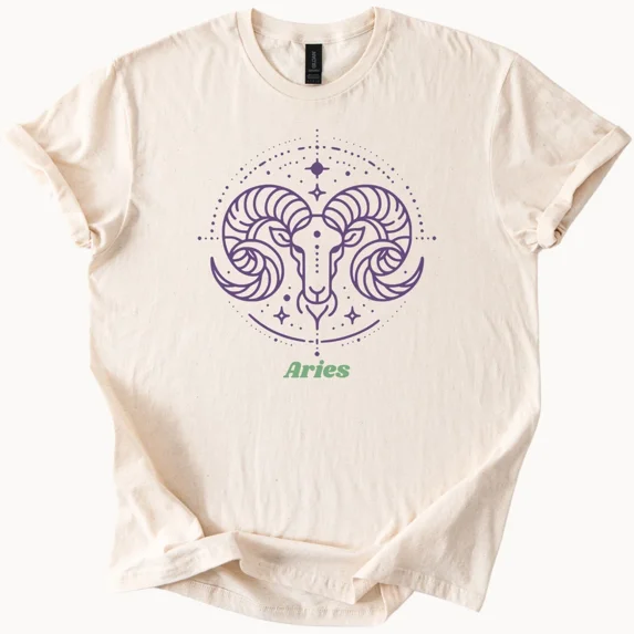 Aries Ram Zodiac Sign Horoscope Graphic Tee, Vintage T-Shirt - All ...