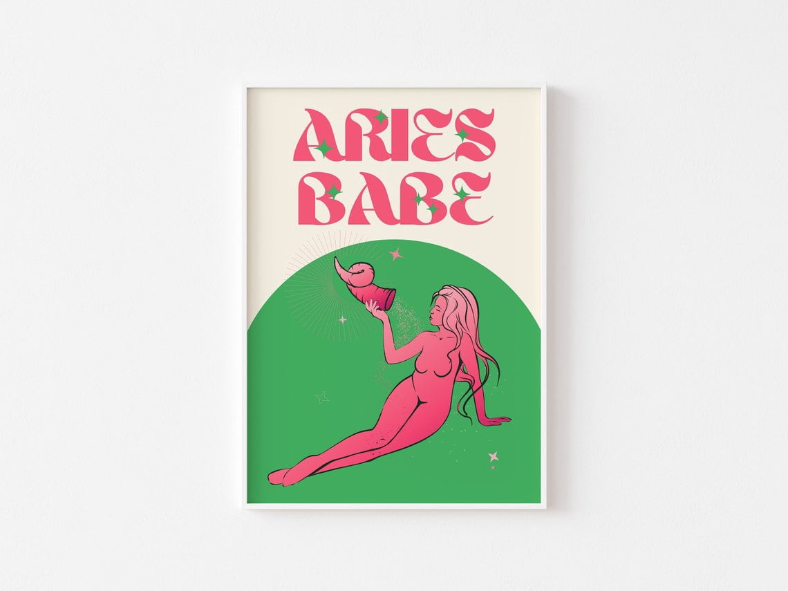 Aries Star Sign Poster Zodiac Art Colorful Astrology Poster, Unframed ...