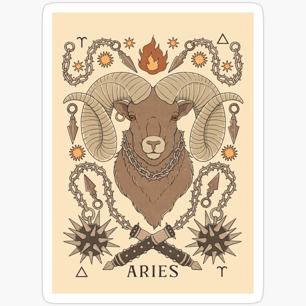 Aries Sticker Phone Decal Water Bottle Stickers Car Decals, Laptop ...
