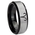 Aries Zodiac Beveled Edge Gray And Black Tungsten Men Ring 10MM ...