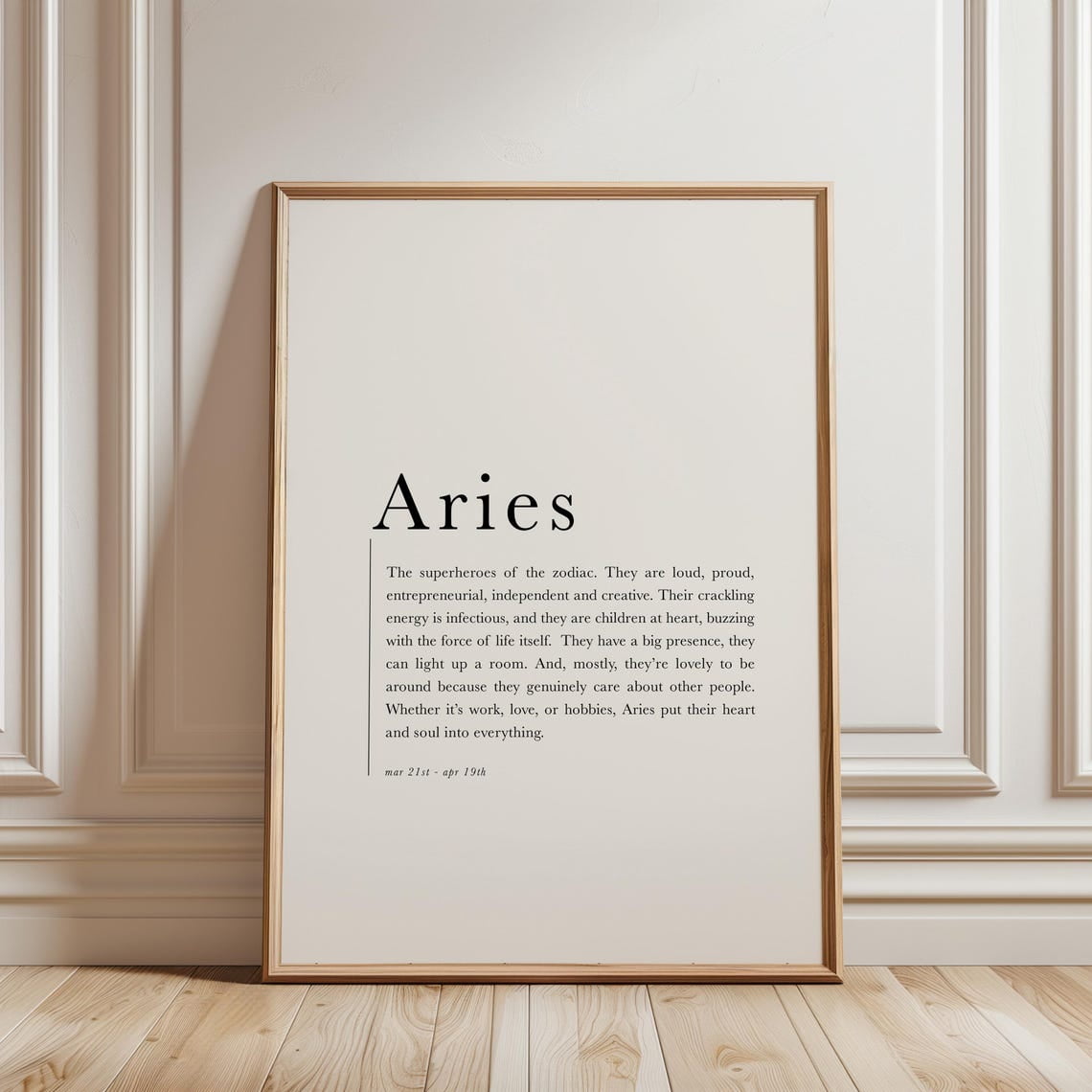 Aries Zodiac Definition Astrology Wall Art, Unframed Canvas Size 24x36 ...