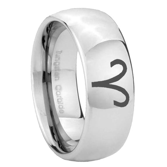 Aries Zodiac Gray High Polish Dome Tungsten Men Ring 10MM - Walmart.com