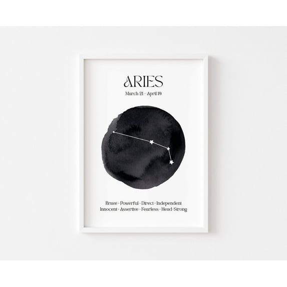 Aries Zodiac Poster, Astrology Posters, Zodiac Star Poster Wall Art ...