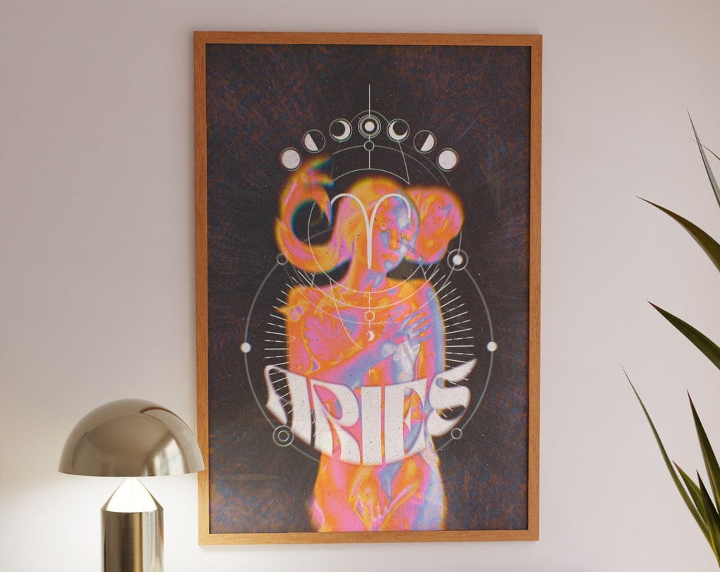 Aries Zodiac Poster, Astrology Wall Art Print, Gift For Aries ...