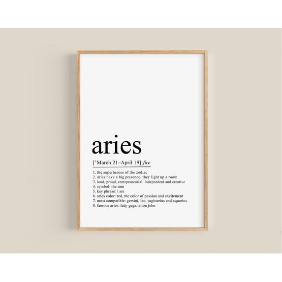 Aries Zodiac Poster Birthday Astrology Sign Poster, Unframed Poster ...