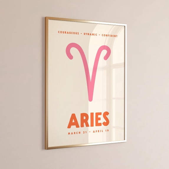 Aries Zodiac Preppy Pink Wall Art, Unframed Paper Print Size 12x18 ...