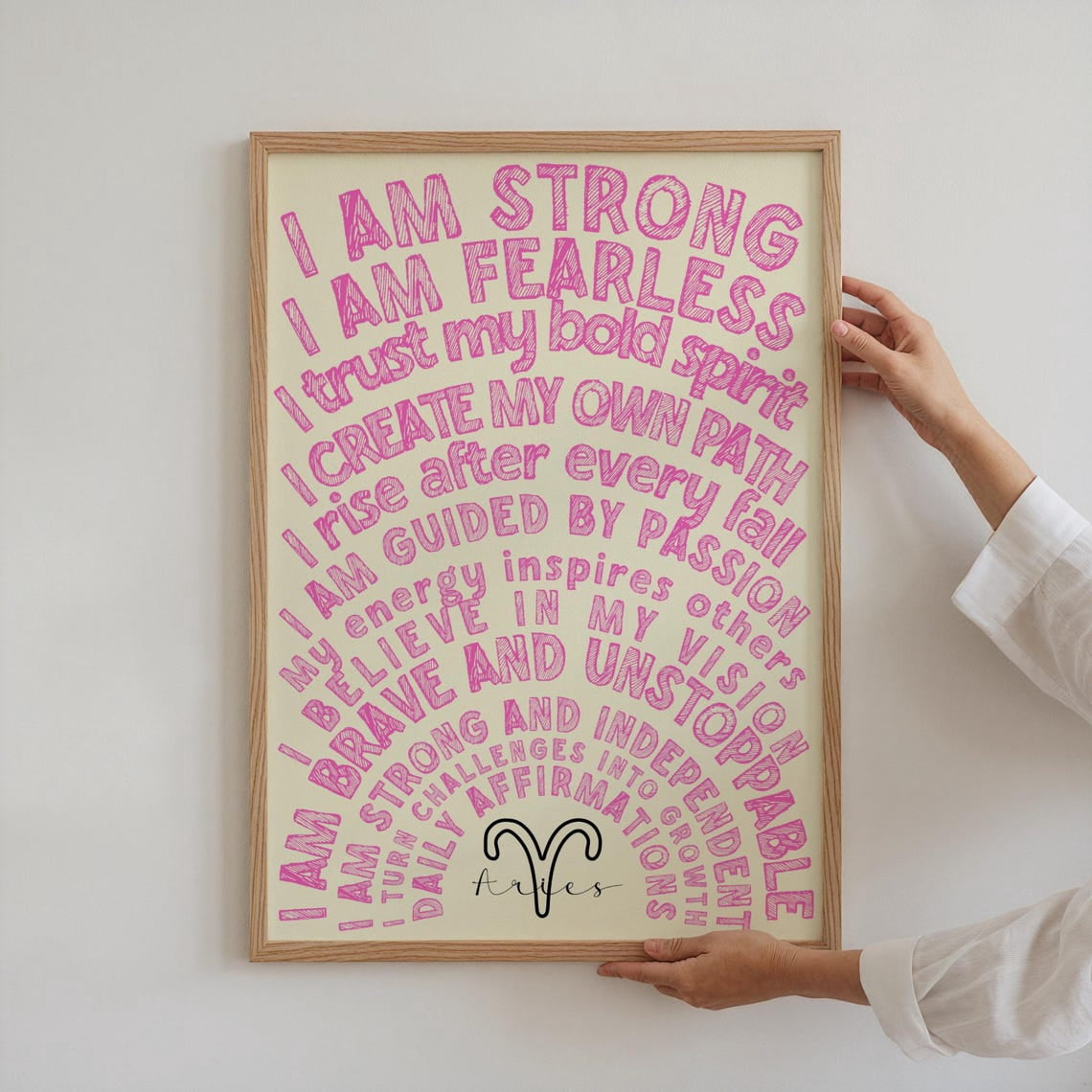 Aries Zodiac Sign Daily Affirmations Wall Art Horoscope Motivational ...