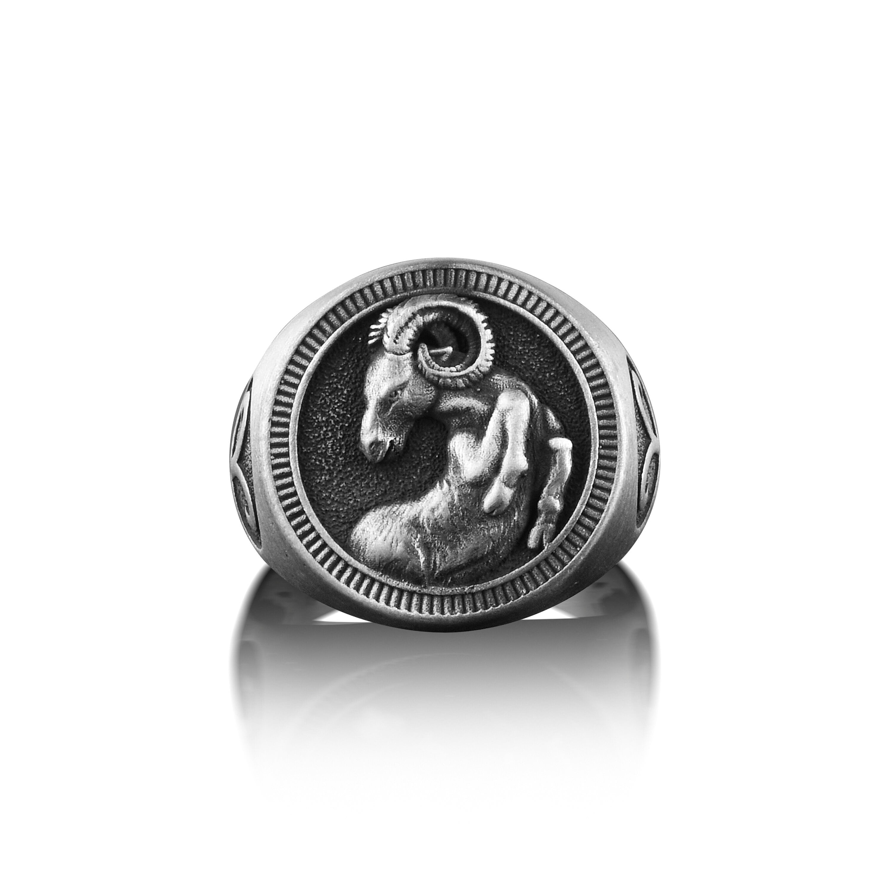 Aries Zodiac Signet Ring For Men, Male Pinky Ring with Intaglio Zodiac ...
