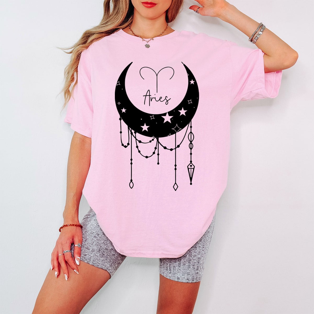 Aries Zodiac Signs Astrology Womens T-Shirt Celestial Moon Design ...