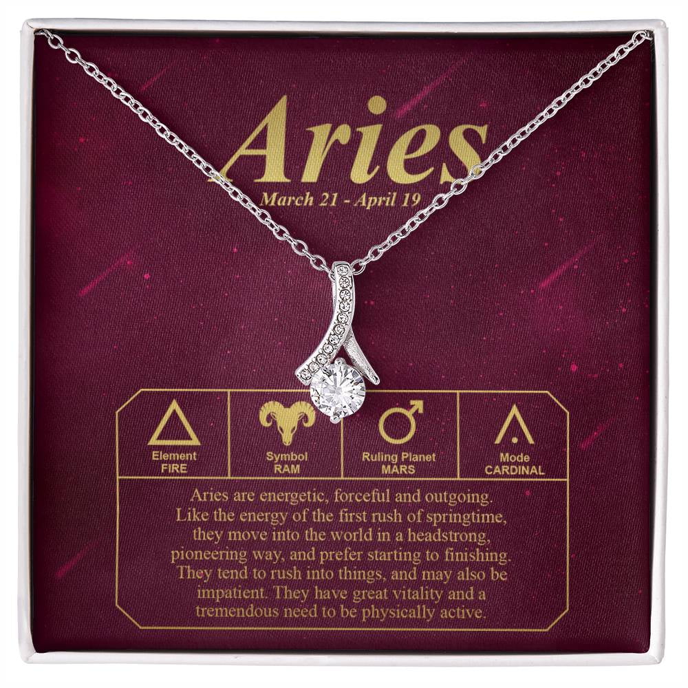 Aries in Astrology Necklace Message Card, Alluring Beauty Necklace, 14k ...