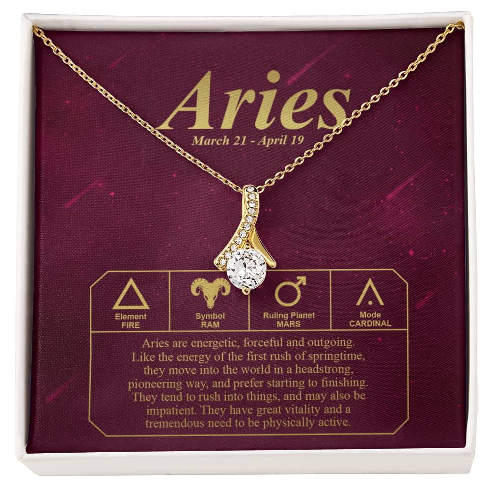 Aries in Astrology Necklace Message Card, Alluring Beauty Necklace, 14k ...