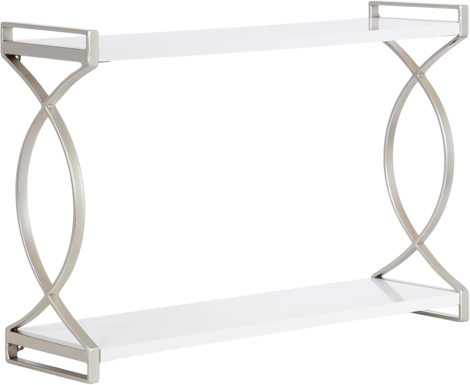 Arietta Modern Glam 2-Tier Wood and Metal Shelf, 24 x 7 x 16, White and ...