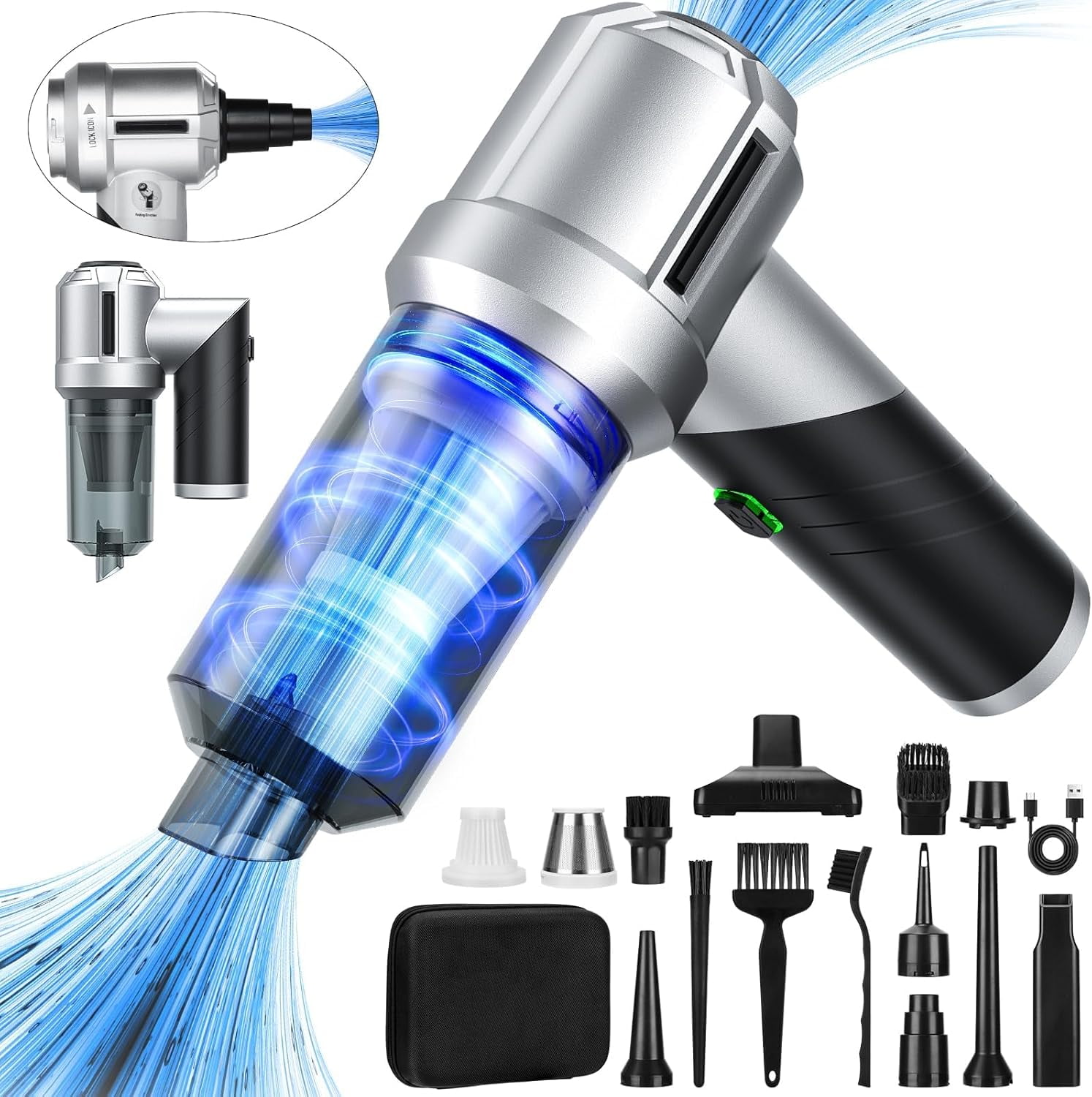 Arify Pro Car Vacuum Portable Cordless with 18000PA Super Suction, 4 in ...