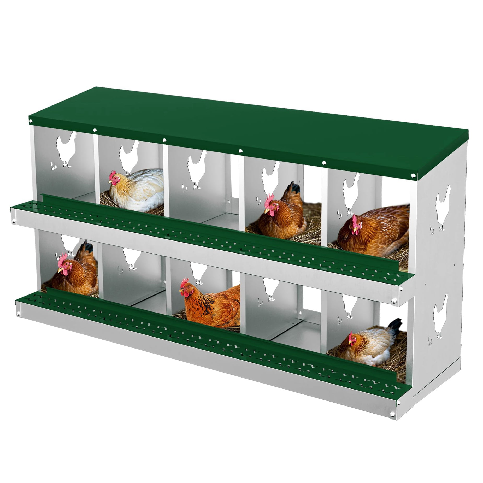 Arigeas 10 Holes Metal Poultry Nesting Box with Egg Collection, Laying ...
