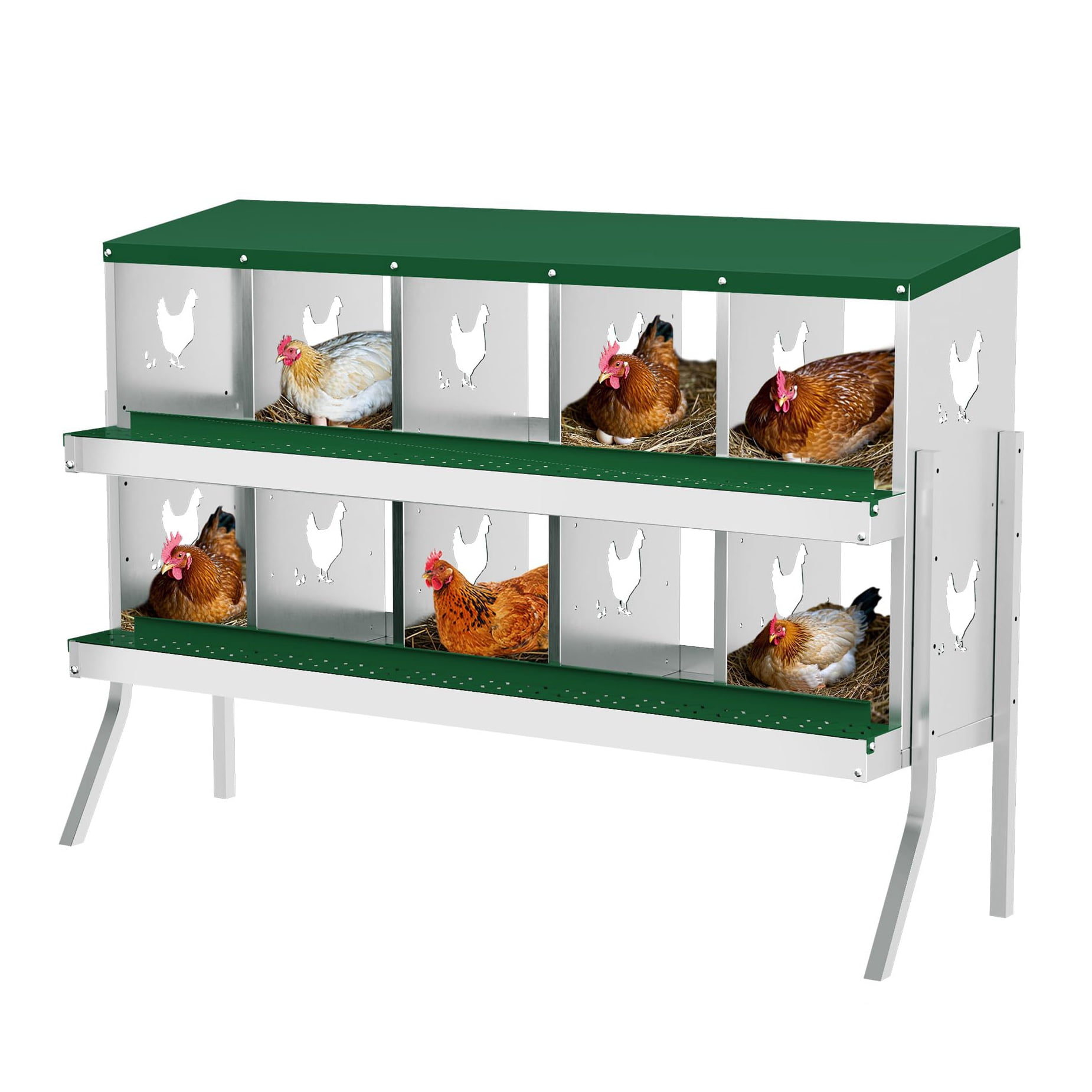 Arigeas 10 Holes Metal Poultry Nesting Box with Egg Collection, Laying ...