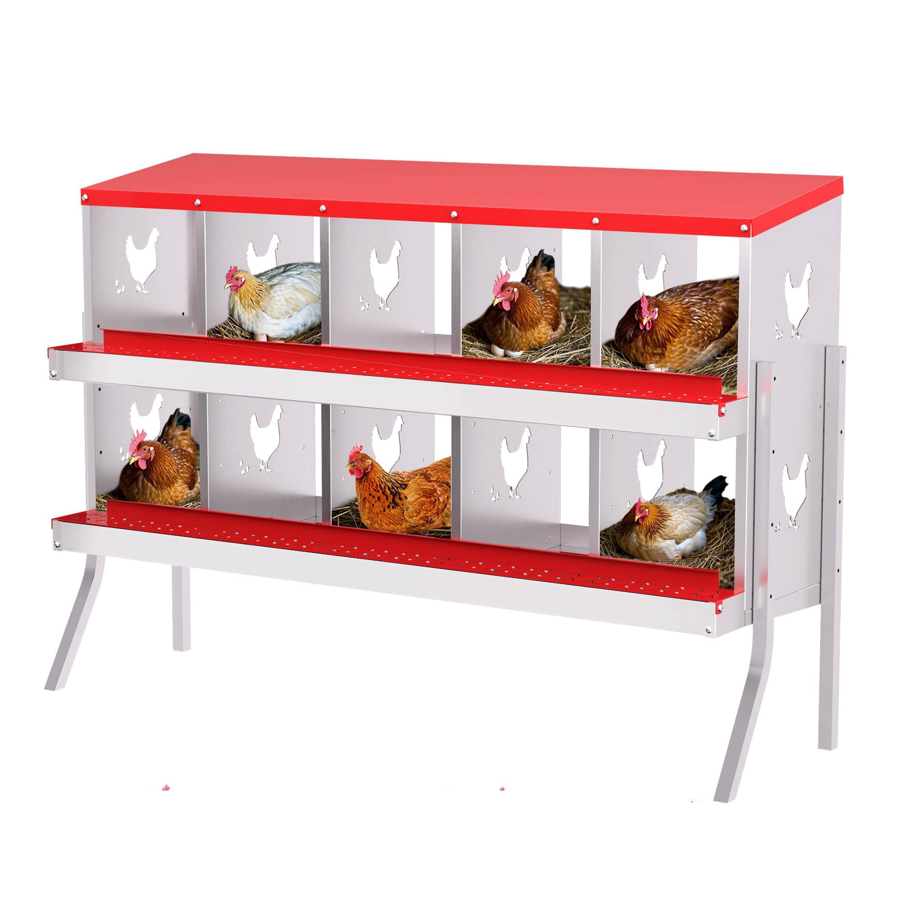 Arigeas 10 Holes Metal Poultry Nesting Box with Egg Collection, Laying ...
