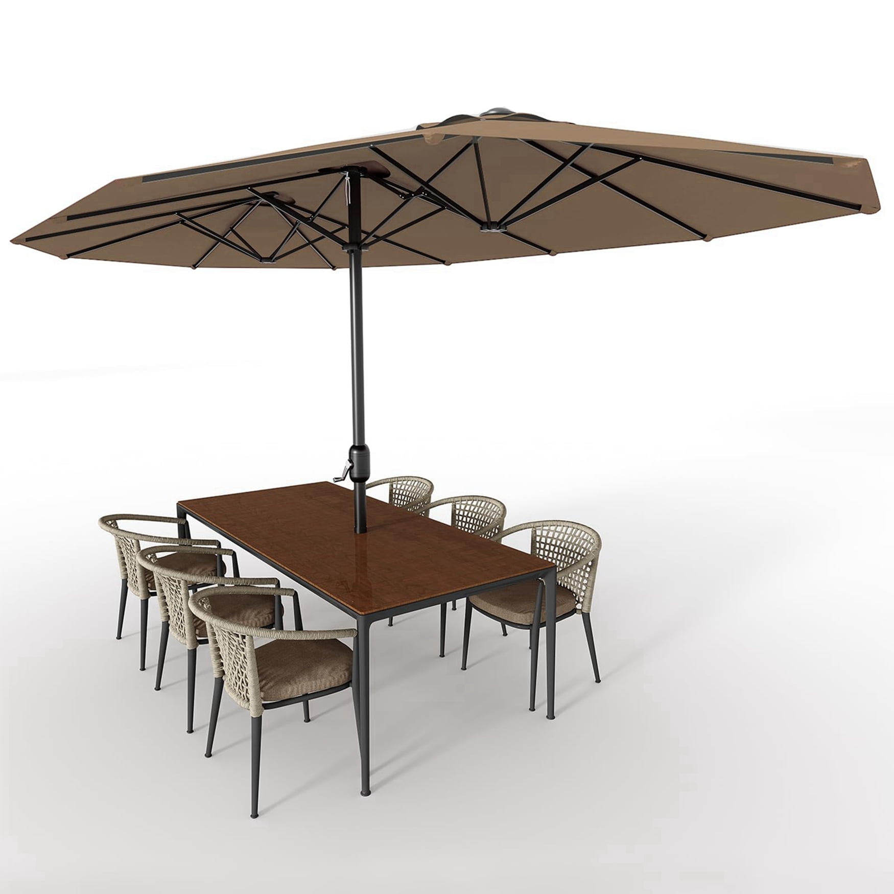 Arigeas 15FT Large Patio Umbrella with Base, Outdoor Double-Sided ...