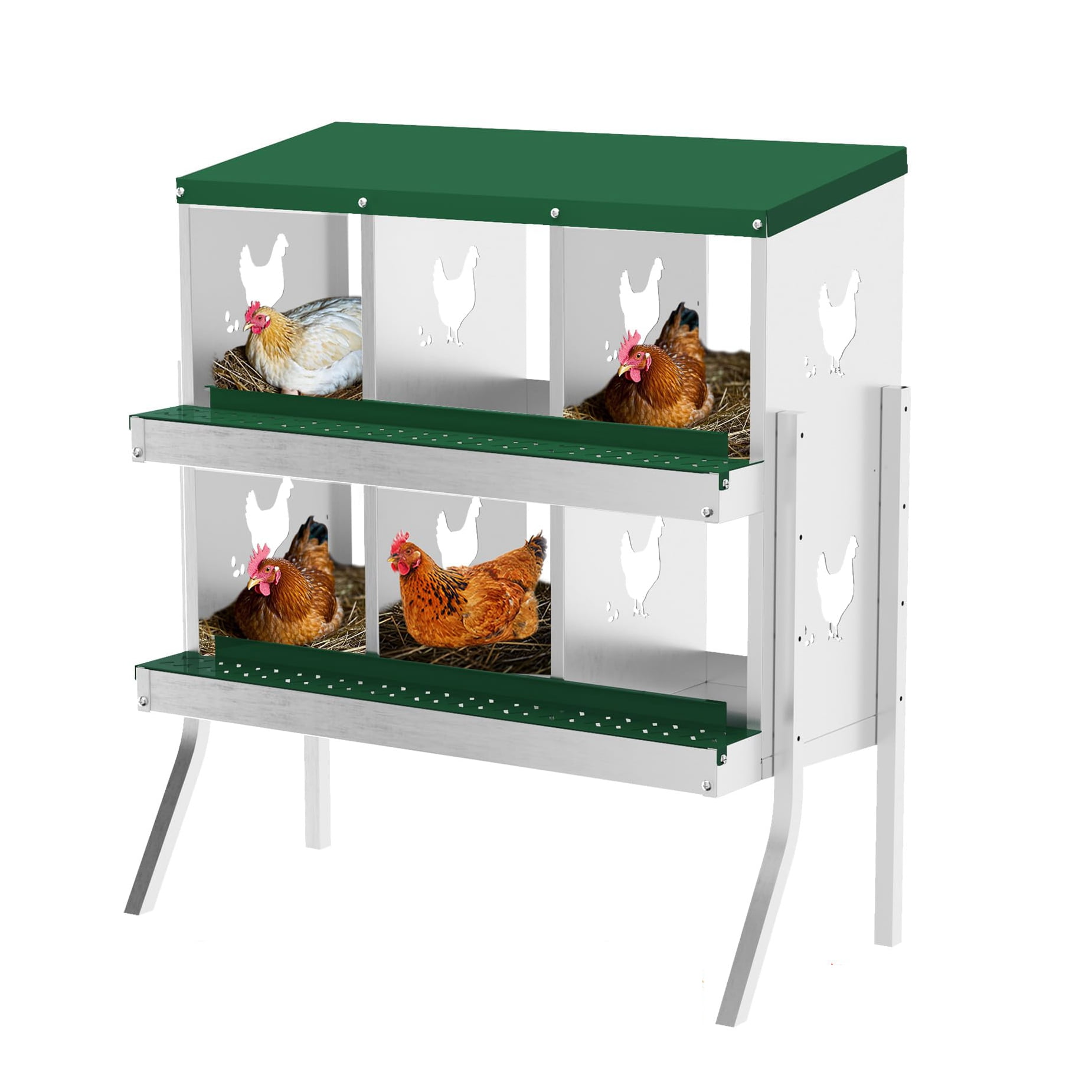 Arigeas 6 Holes Metal Poultry Nesting Box with Egg Collection, Laying ...