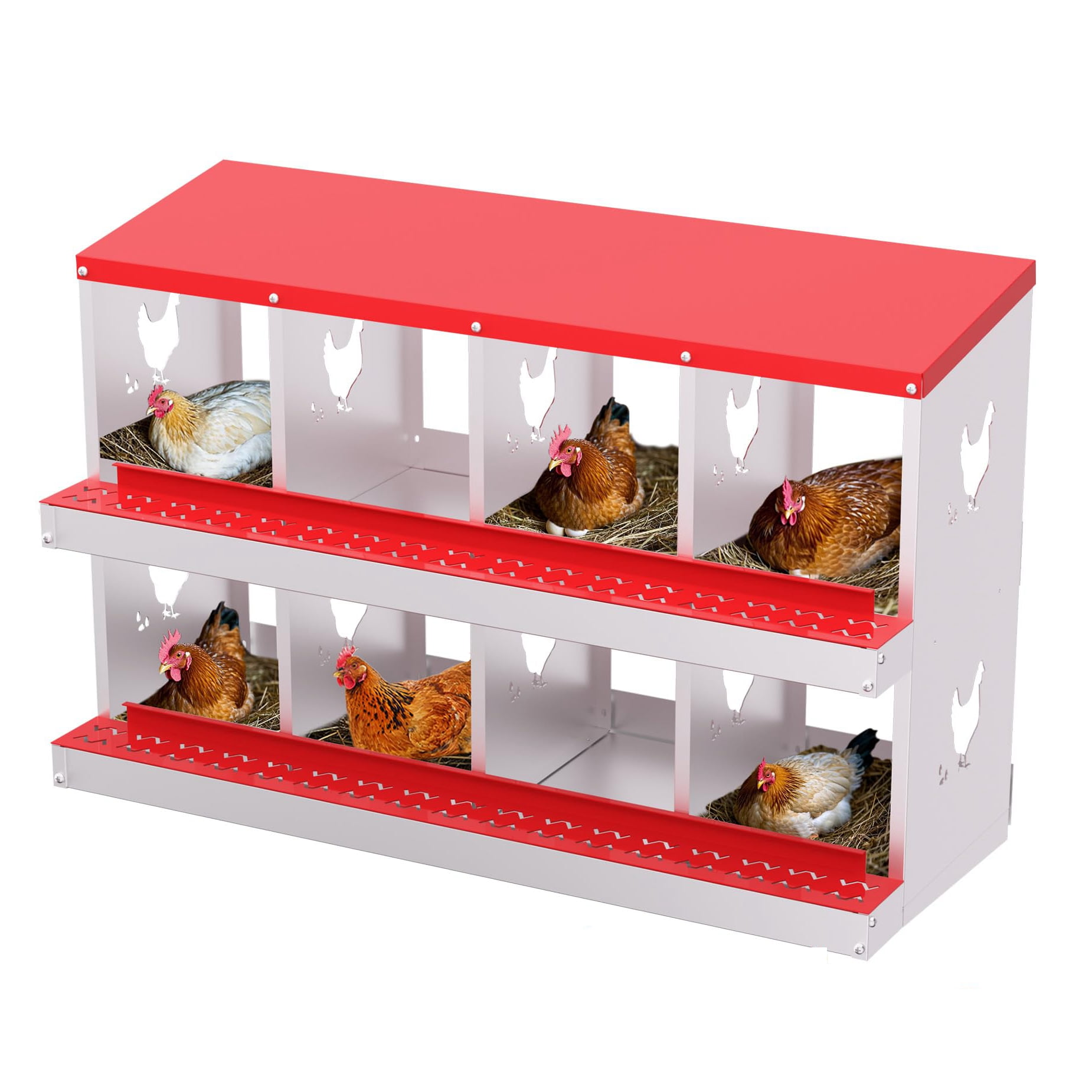 Arigeas 8 Holes Metal Poultry Nesting Box with Egg Collection, Laying ...
