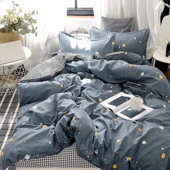 Sleepwish 3 Pieces Blue Gray Universe Duvet Cover Set Queen for Teens ...