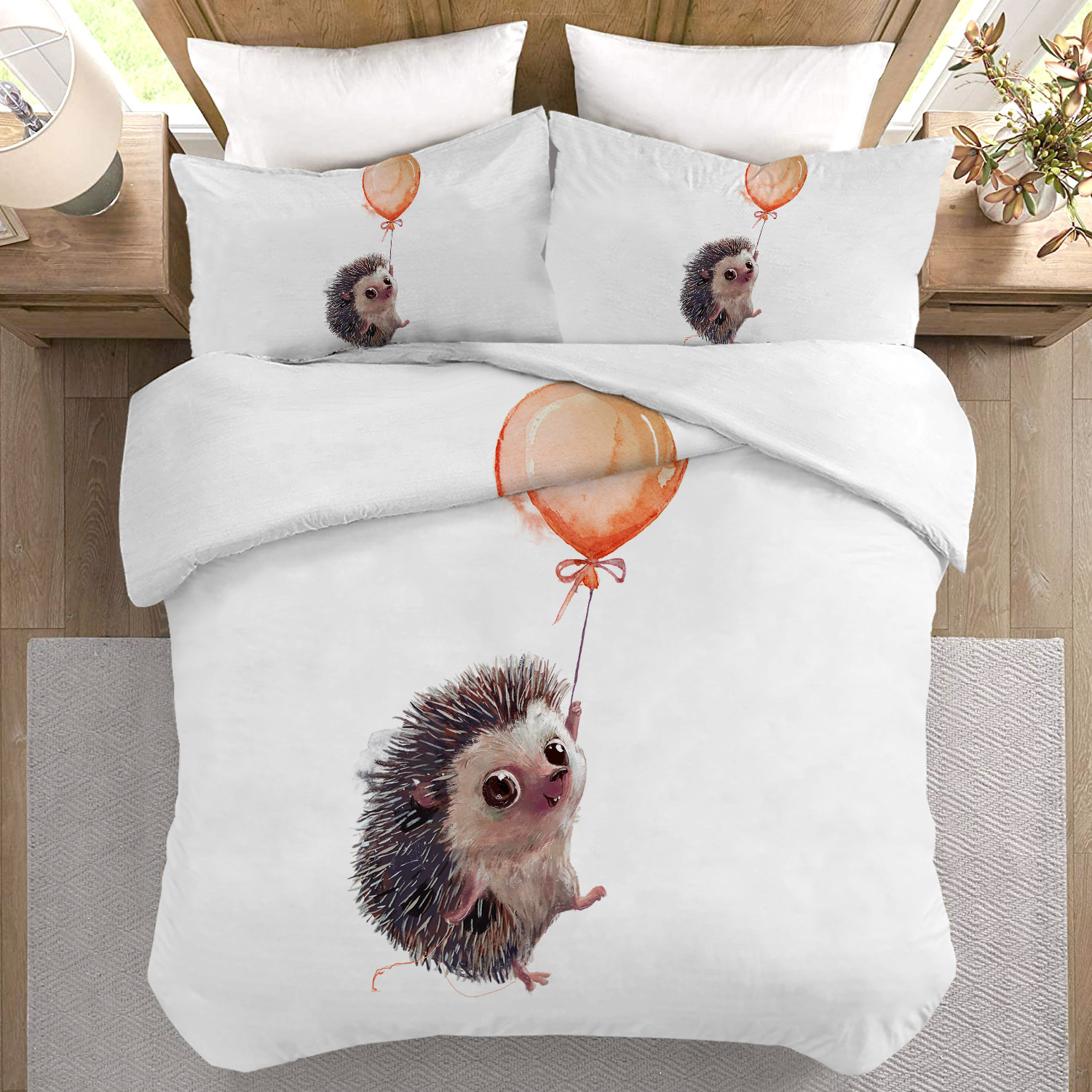 Sleepwish Hedgehog Cute Bedding Set,3pcs White Duvet Cover Twin Size ...