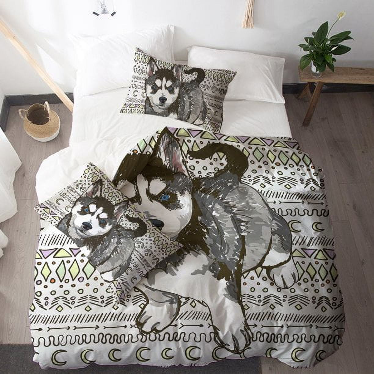 Sleepwish Husky Dog Printed Ultra Soft Duvet Cover Set for Comforter ...