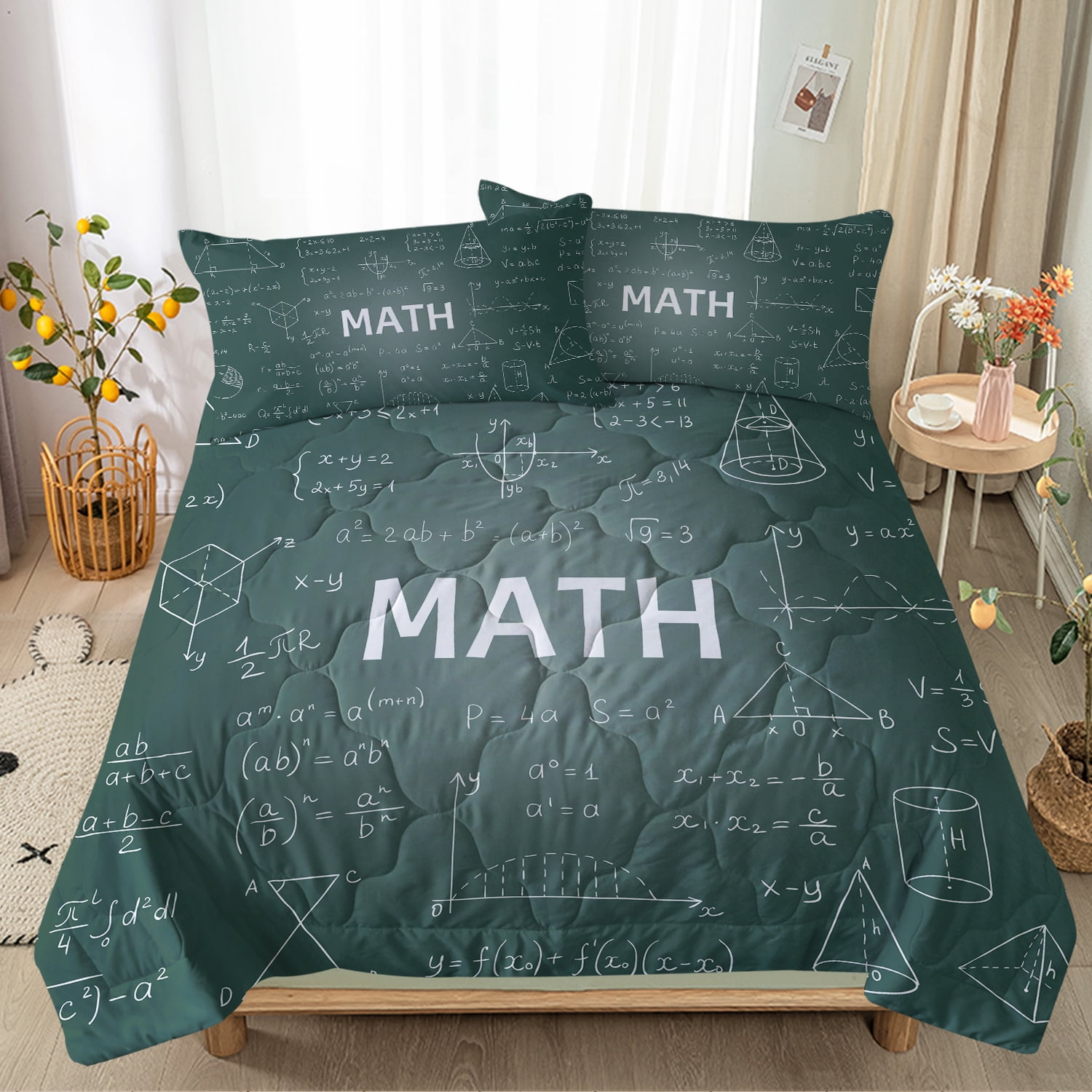 Sleepwish Mathematics Formula Comforter Set, Green Twin Comforter Set ...
