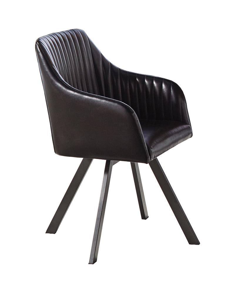 Arika Tufted Sloped Arm Swivel Dining Chair Black and Gunmetal - Walmart.com