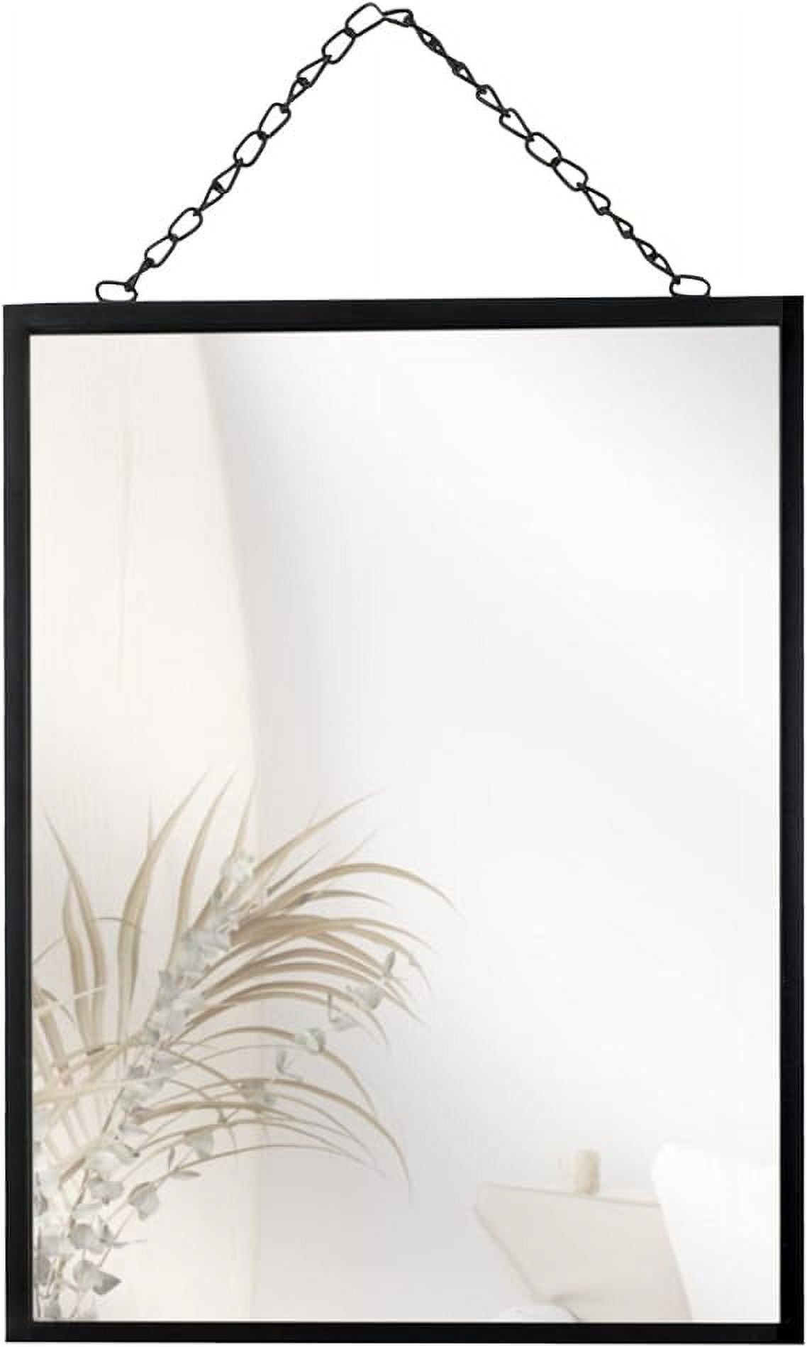 Arikago Black Hanging Mirror with Chain, 12 x 16 Inch Rustic Wall Decor ...