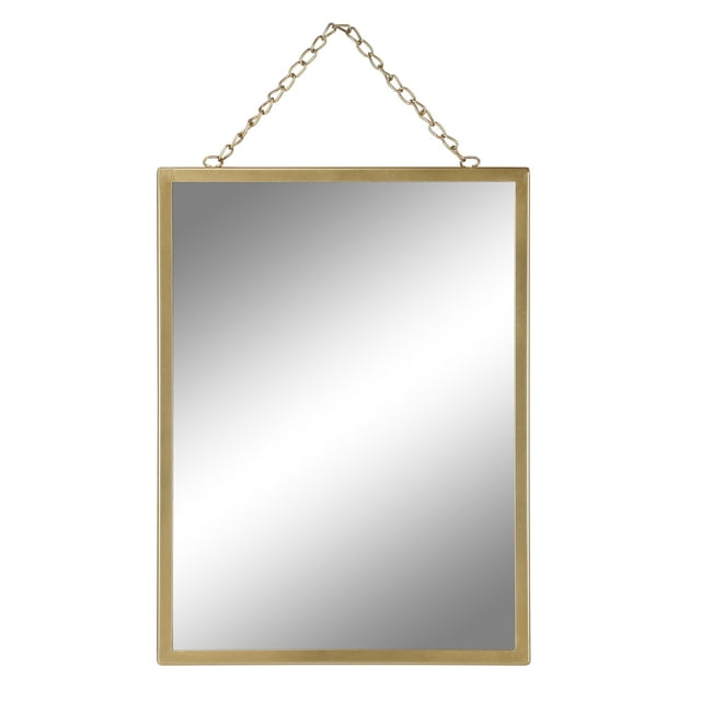 Arikago Gold Hanging Mirror with Chain, 12 x 16 Inch Rustic Wall Decor ...