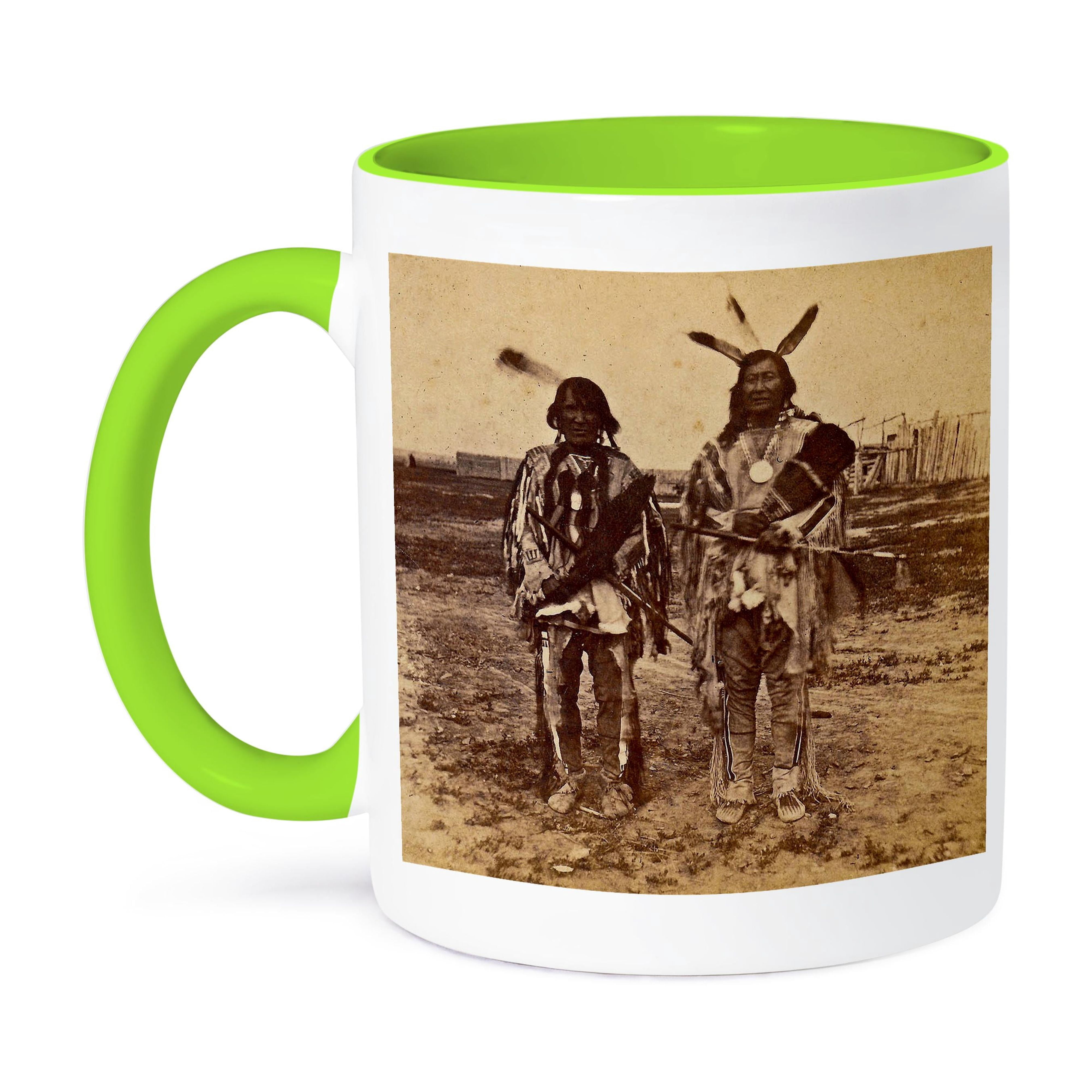 Arikara Chiefs Fort Berthold Dakota Territory , 15oz Two-Tone Green Mug ...