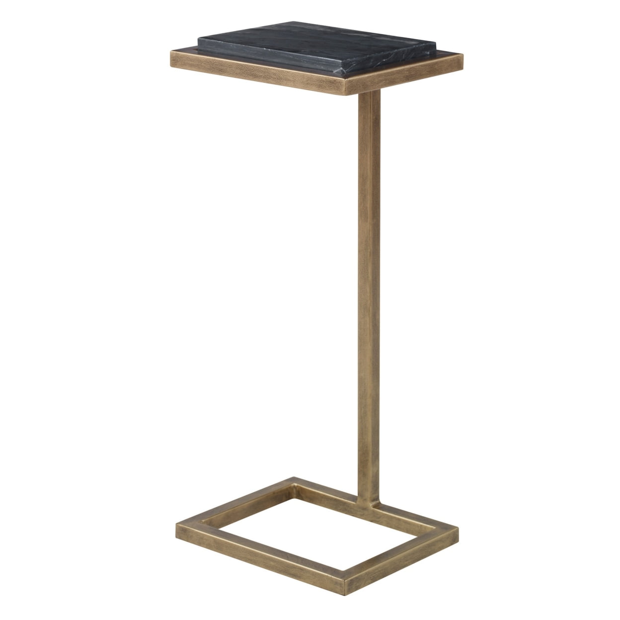Ario 23 Inch Accent Side Table, Marble Tabletop, Metal Frame, Honed ...