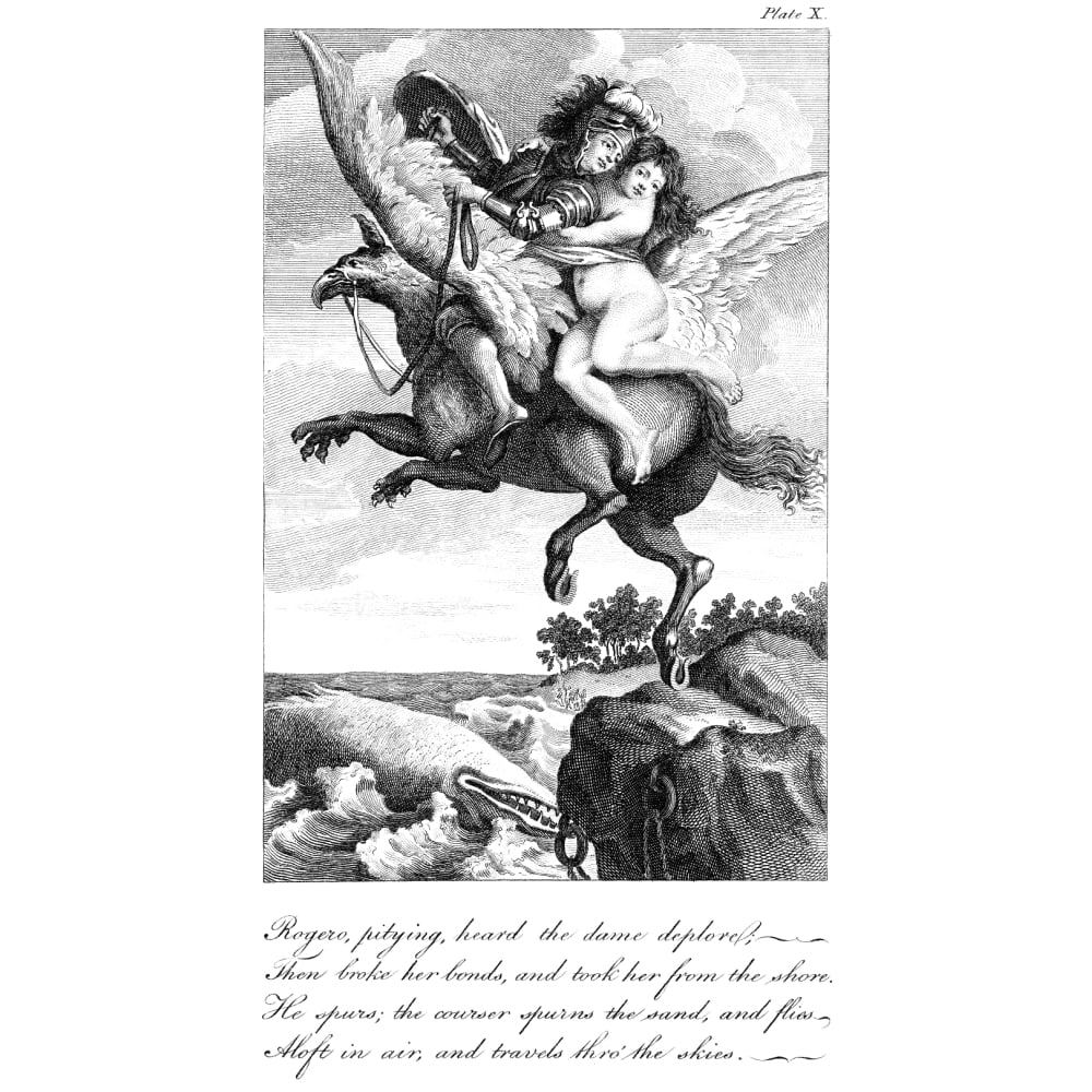 Ariosto Orlando Furioso. Nruggiero Rescuing Angelica In A Scene From ...