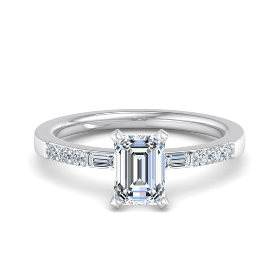 Alor Jewel 14K White Gold Over 1.4 Ct Emerald Cut Solitaire Engagement ...