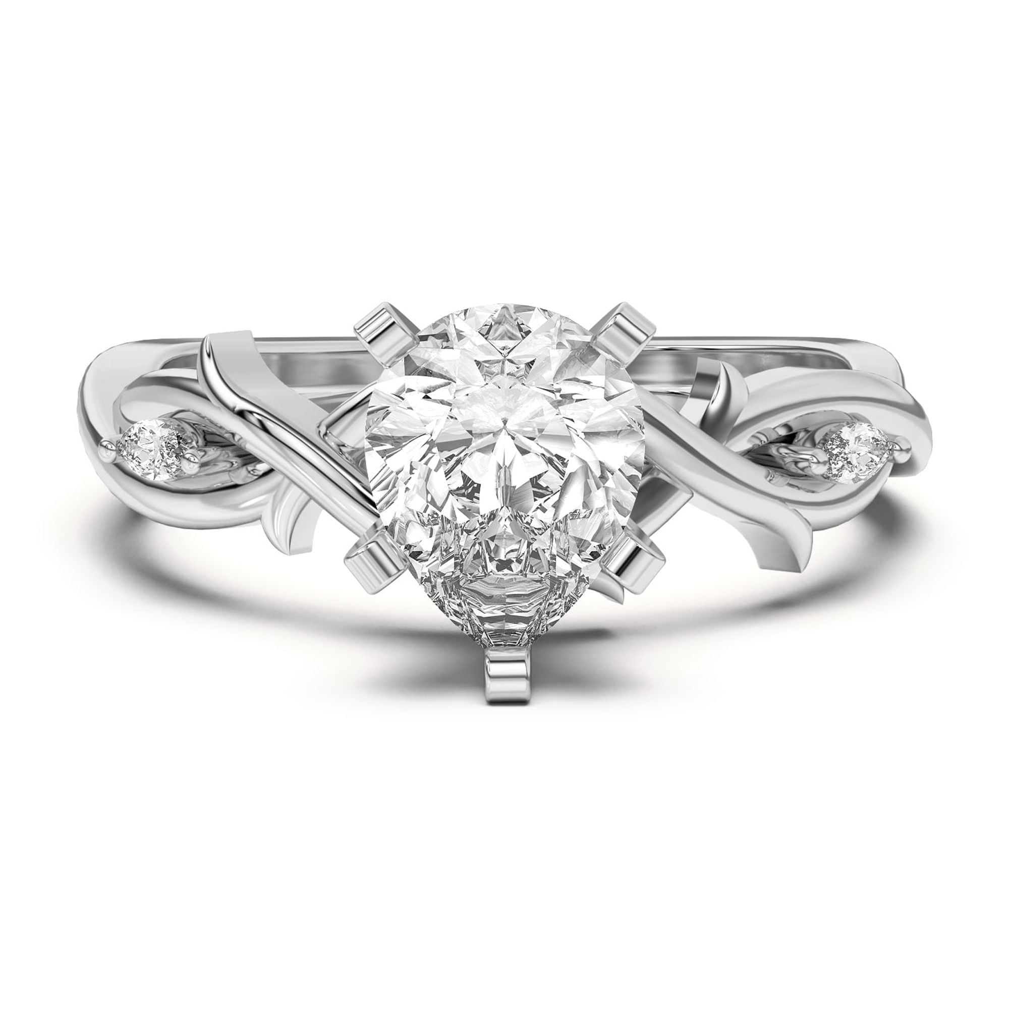 Arise Jewel 14K White Gold Over 1.8 Ct Pear Cut Engagement Ring ...