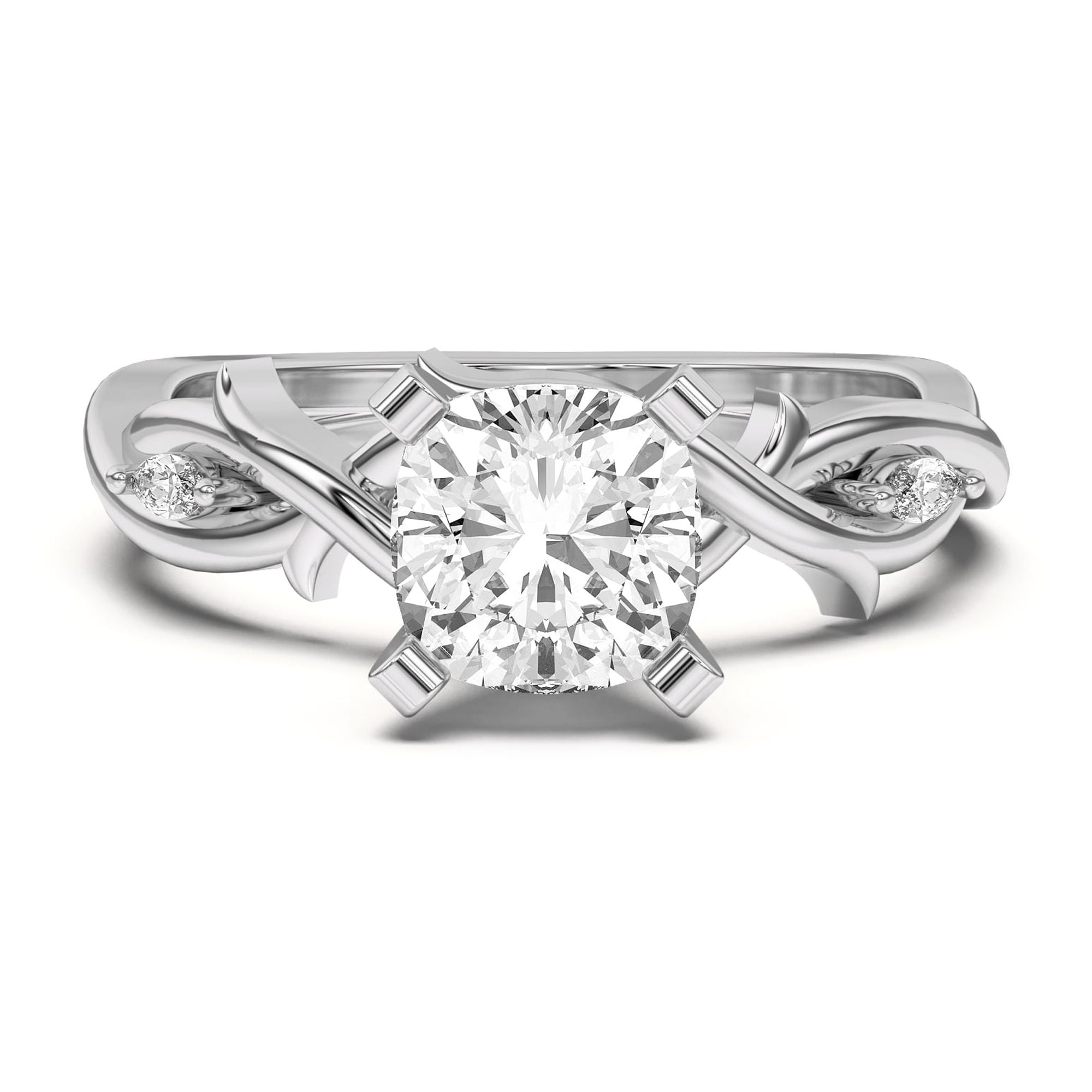 Arise Jewel 14K White Gold Over 3 Stone Cushion Cut Engagement Ring for ...