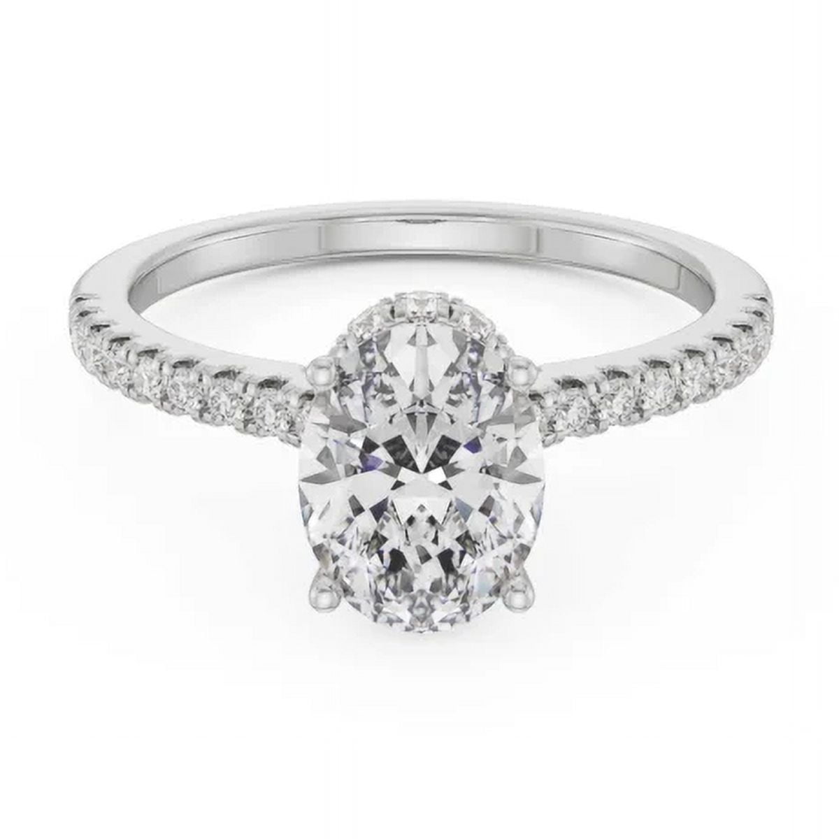 Arise Jewel 14K White Gold Over Ring - 1.7 Ct Oval Cut Lab Created ...