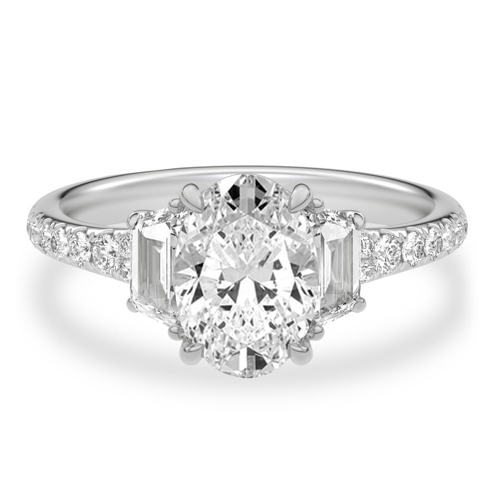 Arise Jewel 2 Ct Oval Cut Diamond Engagement Ring - Dazzling 3 Stone Wedding Ring with Accents ...