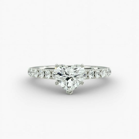 Arise Jewel Heart Cut 1.6 Ct Moissanite Love Ring - 14K White Gold ...