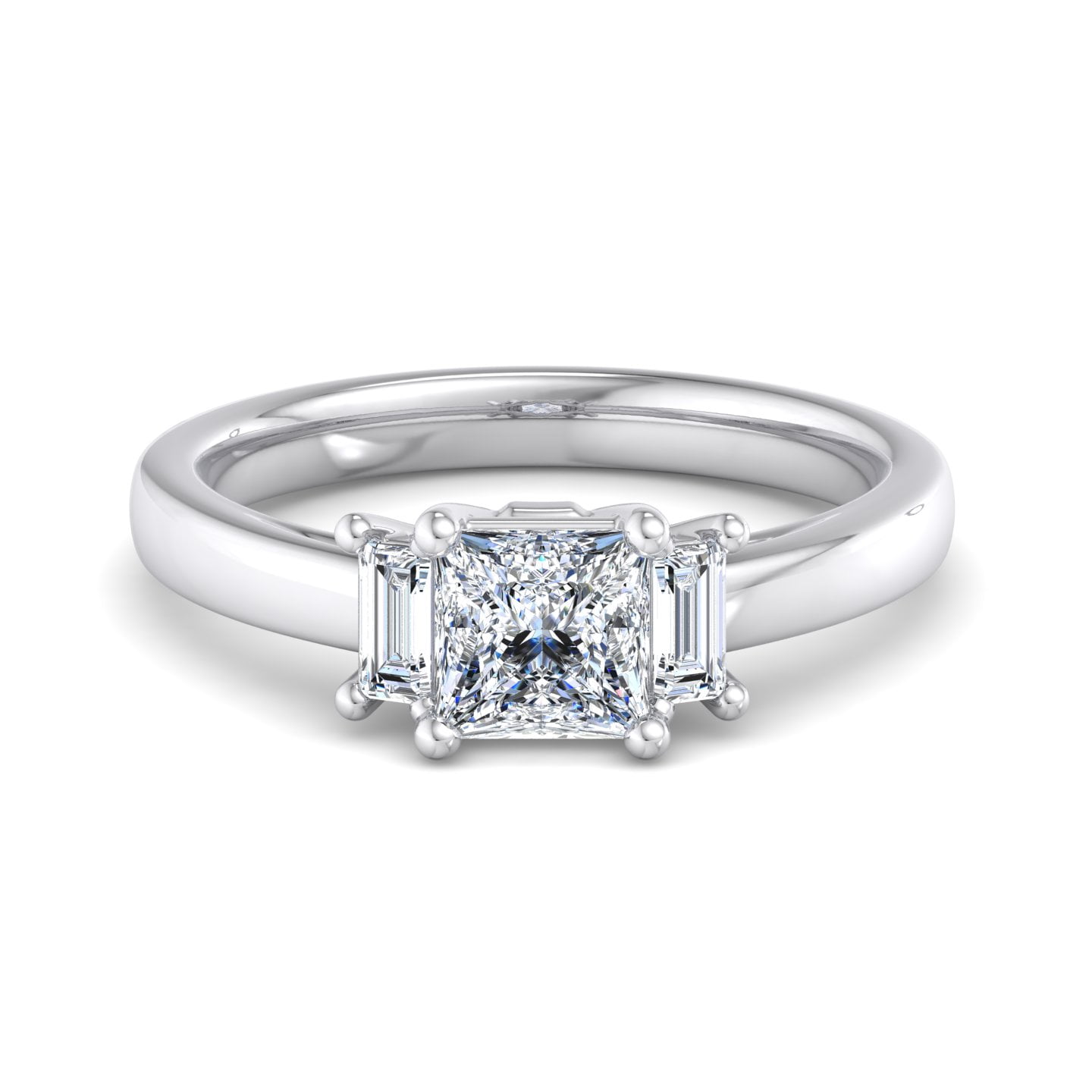 Arise Jewelry 1.57 Ct Princess Cut Moissanite Engagement Ring - 3 Stone ...