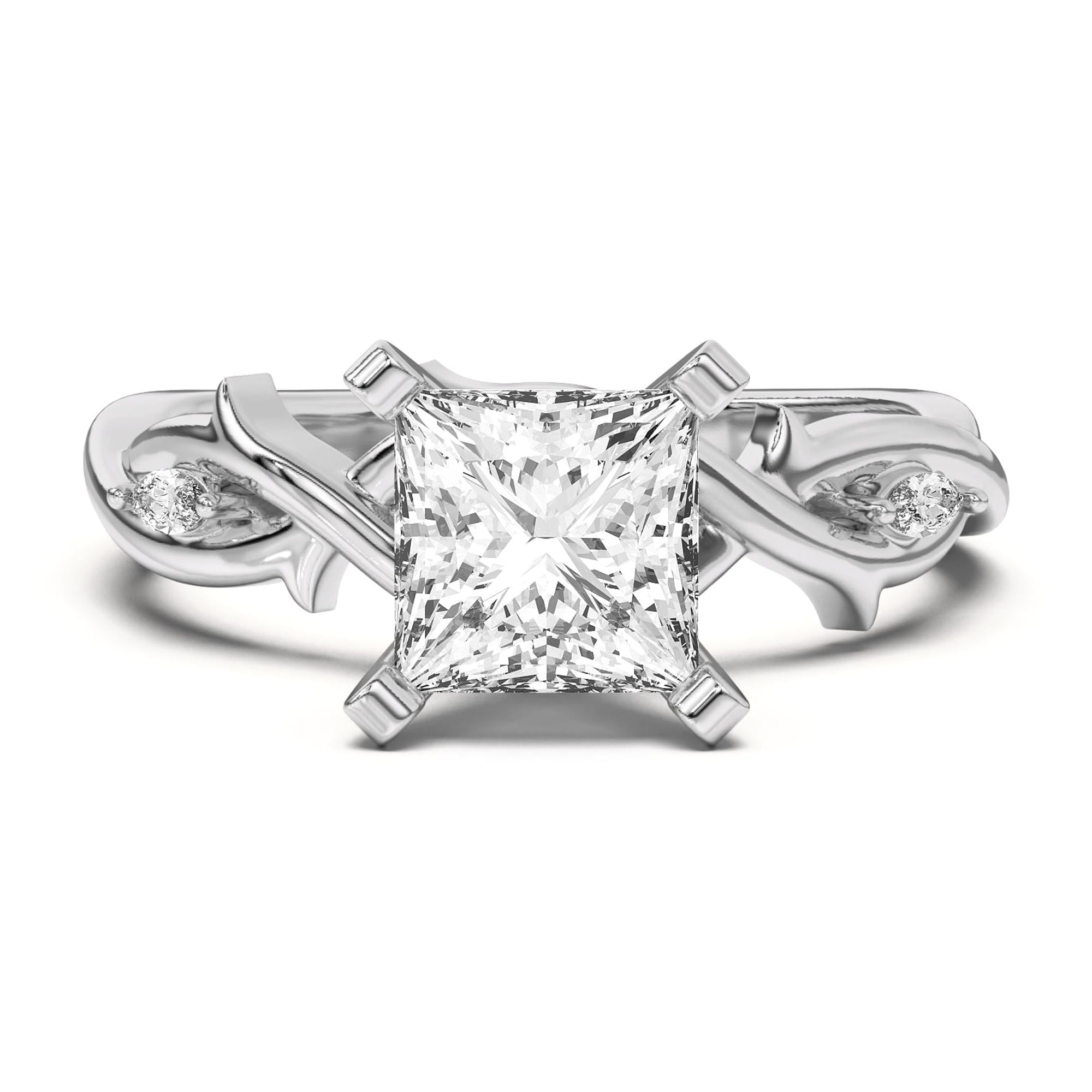 Arise Jewelry 14K White Gold Plated Princess Cut Engagement 3 Stone ...