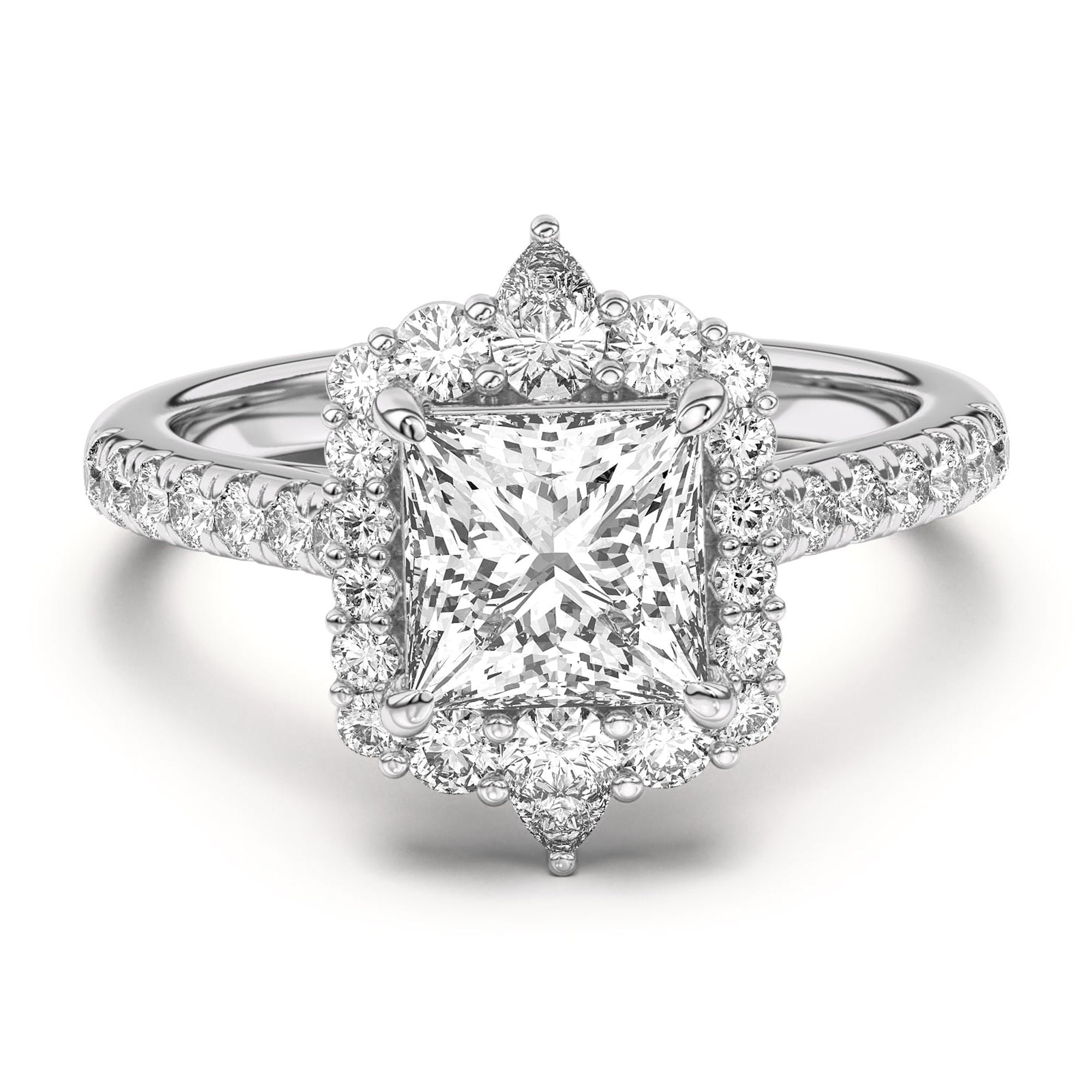 Arise Jewelry 14K White Gold Plated Princess Cut Solitaire Ring ...